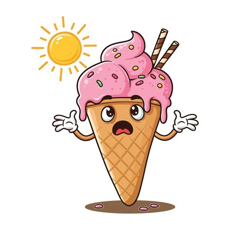Melting Ice Cream Clipart Cute Cartoon Cone With Sprinkles In Summer