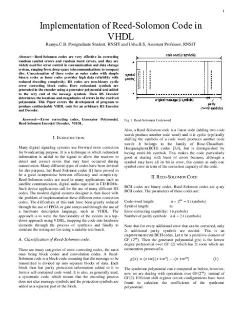 Pdf Reed Solomon Implementation