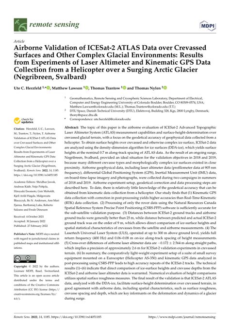 Pdf Airborne Validation Of Icesat 2 Atlas Data Over Crevassed Surfaces And Other Complex