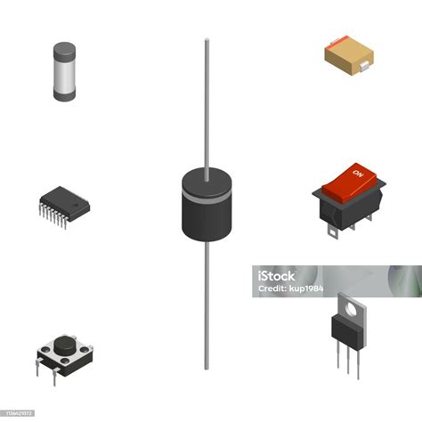 다른 3d 전자 부품 벡터 일러스트 레이 션의 집합입니다 3차원 형태에 대한 스톡 벡터 아트 및 기타 이미지 3차원 형태 Cpu 고압 전류 주의 Istock