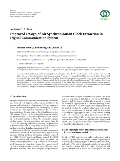 pdf improved design of bit synchronization clock extraction in