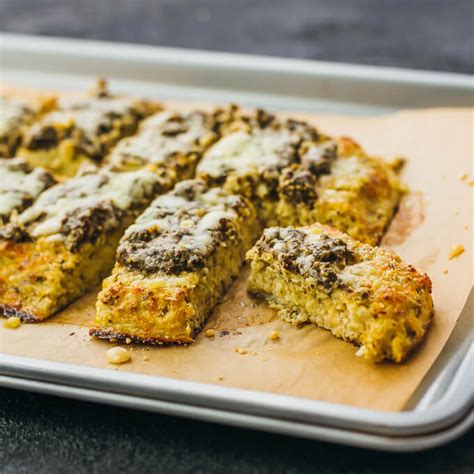 Cauliflower Flatbread With Pesto And Parmesan Savory Tooth