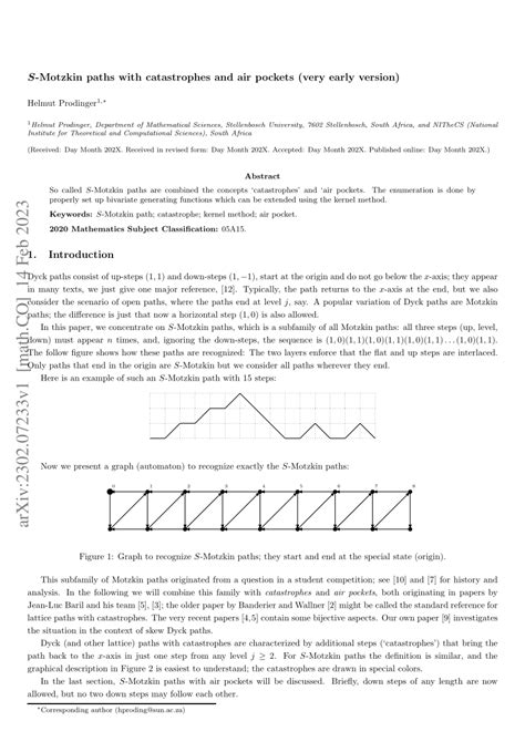 Pdf S Motzkin Paths With Catastrophes And Air Pockets