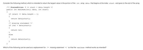 solved consider the following method which is intended to