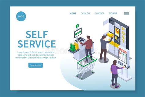 Self Service Isometric Website Stock Vector Illustration Of Device