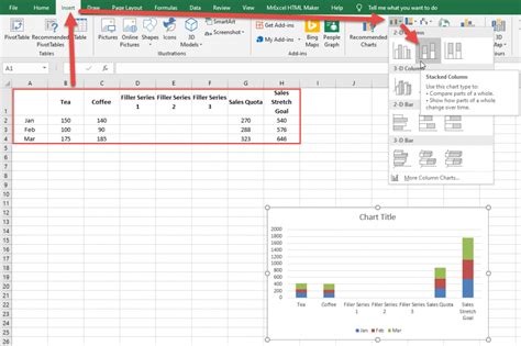 How To Make A Clustered Stacked And Multiple Unstacked Chart In Excel Excel Dashboard Templates