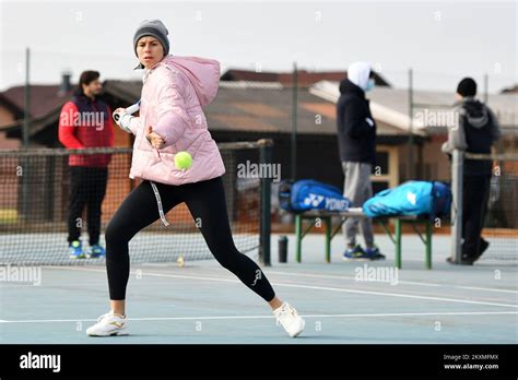 Polish Tennis Player Magda Linette Attends A Training Session On Jug