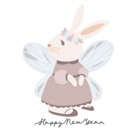 겨울 디자인 인사말 카드 및 웹 배너 Doodle Vector 일러스트레이션을 위한 간단한 선형 스타일의 귀가 있는 2023년