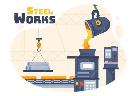 Premium Vector Steelworks Illustration With Resource Mining Smelting