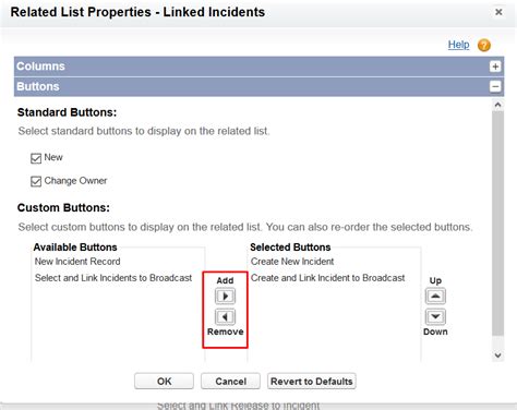 bmc helix remedyforce how to add buttons or columns to incident