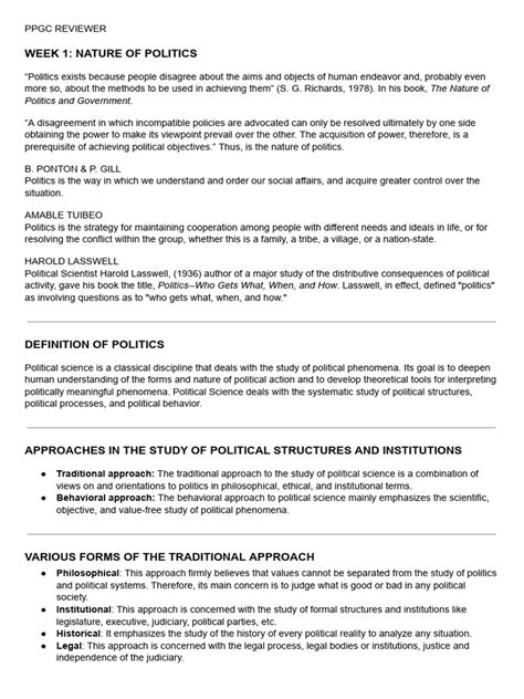 Ppgc Reviewer Pdf President Of The Philippines World Politics