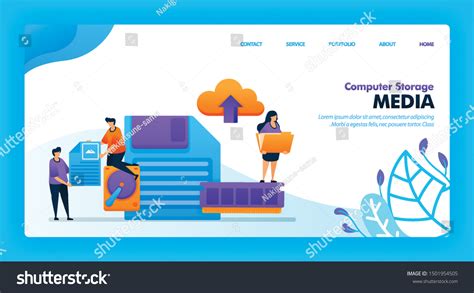 Landing Page Vector Design Computer Storage Stock Vector Royalty Free Shutterstock
