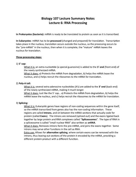 Lect Summary Notes Sp Biology Lecture Summary Notes Lecture