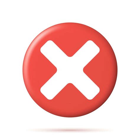3d Wrong Button In Circle Shape Red No Or Incorrect Sign Render Red Checkmark Tick Represents