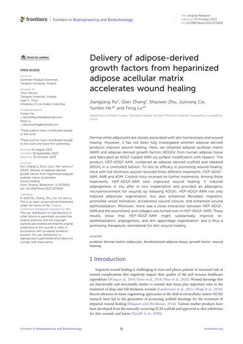 Pdf Delivery Of Adipose Derived Growth Factors From Heparinized Adipose Acellular Matrix