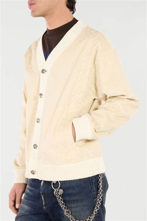 python print cardigan style sweatshirt in light brown for men roberto cavalli®