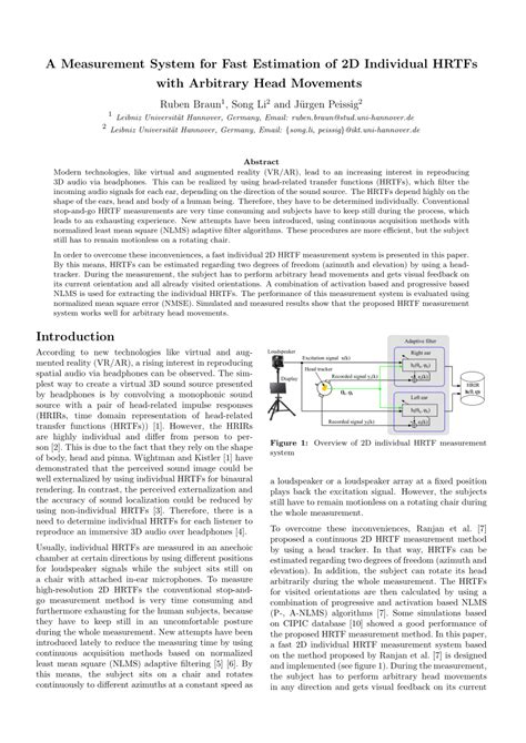 Pdf A Measurement System For Fast Estimation Of 2d Individual Hrtfs