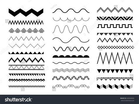 Set Seamless Zigzag Wave Borders Vector Stock Vector Royalty Free 640040830 Shutterstock