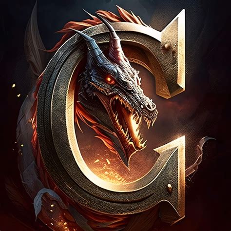 Premium Photo Dragon Head With Arrows Around The Letter C In Grunge Style