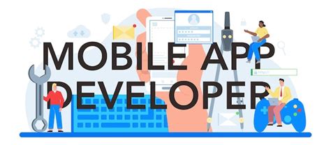 Free Vector Mobile App Development Typographic Header Modern Technology And Smartphone