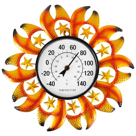 Metal Sun Wall Mounted Outdoor Thermometers 1325 Inch