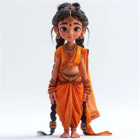 Premium Photo A Classic Indian Little Chibi Girl Charecter