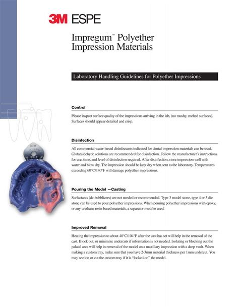 Lab Handling Guidelines For Polyether Impression Materials 3m
