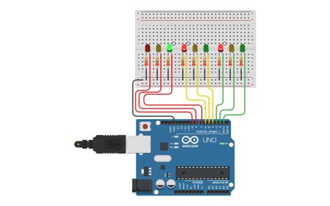 Circuit Design Traffic Light 3 Simpang Dengan Arduino Uno R3 Tinkercad