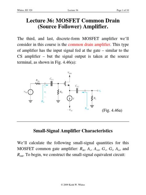 Lecture36 Mosfet Common Drain Amplifier Pdf Amplifier Computer