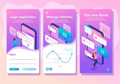 Isometric Process Of Creating Application Design Stock Vector