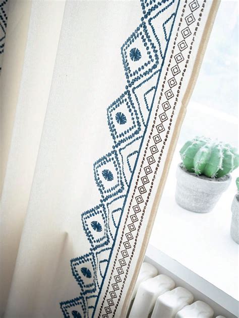 Bubaba 1ชิ้น ผ้าม่านทึบบูบาบา ปัก ลายโบฮีเมียน ฝ้าย ปัก จับแสงในวินเทจสำหรับห้องนอน ห้องนั่งเล่น