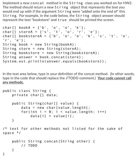 solved implement a new concat method in the string class you