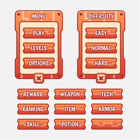 Vector Game Template Gui Kit Interface Level Selection Multi Stage
