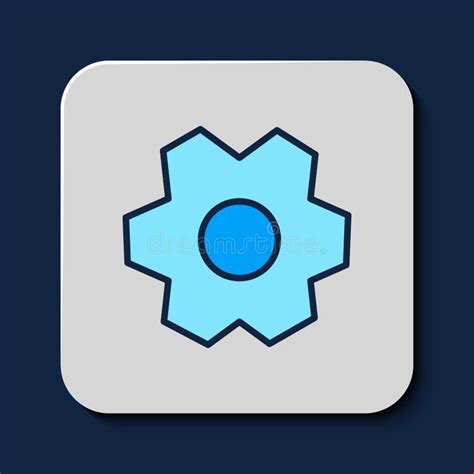 Filled Outline Gear Icon Isolated On Blue Background Cogwheel Gear