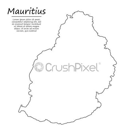 Simple Outline Map Of Mauritius Vector Silhouette In Sketch Line Stock Vector 4359455