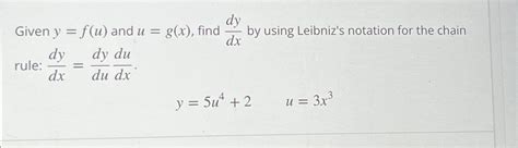 solved given y f u ﻿and u g x ﻿find dydx ﻿by using