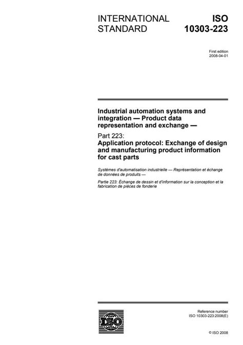 iso 10303 223 2008 industrial automation systems and integration