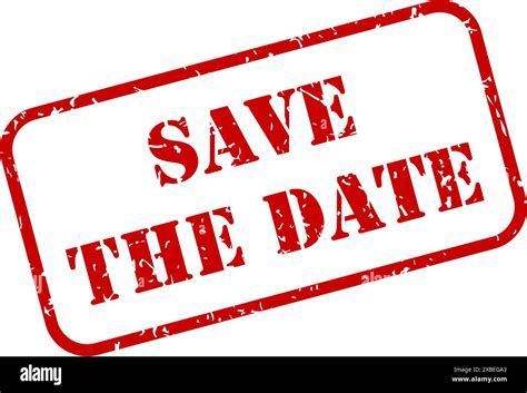 Save The Date Red Stencil Lettering For An Event Invitation As Vector Stamp Stock Vector Image