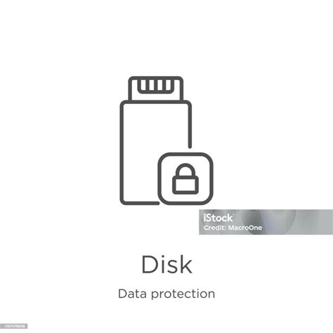데이터 보호 컬렉션에서 디스크 아이콘 벡터입니다 얇은 라인 디스크 개요 아이콘 벡터 일러스트 레이 션입니다 웹 사이트 디자인 및 모바일 앱 개발을 위한 윤곽 얇은 라인