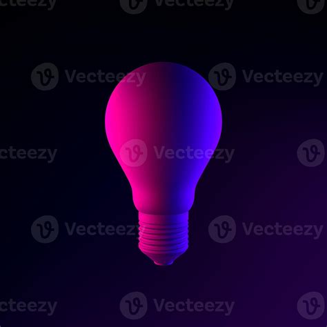 Neon Realistic Light Bulb Icon D Rendering Ui Ux Interface Element Dark Glowing Symbol