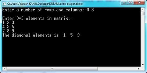 Program In C To Print Diagonal Elements Of Matrix