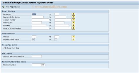 F I SAP Tcode Edit Payment Order General Transaction Code
