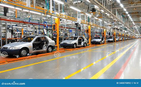 Modern Automobile Assembly Line In Action Stock Illustration