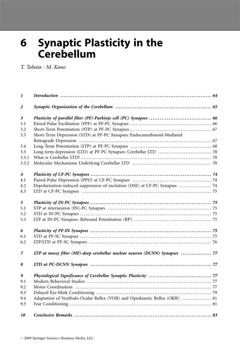 Pdf Synaptic Plasticity In The Cerebellum