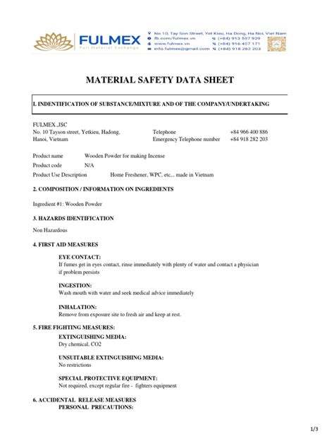 Msds Powder Pdf Pdf Working Conditions Materials