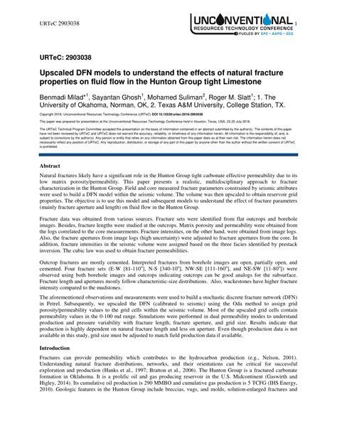 Pdf Upscaled Dfn Models To Understand The Effects Of Natural Fracture Properties On Fluid Flow