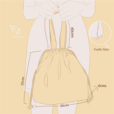 Bolso Doble Cordón Agarradera Lona Y Fuelle Falso Habitude