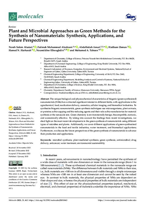 pdf plant and microbial approaches as green methods for the synthesis