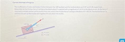 Solved The Coefficients Of Static And Kinetic Friction