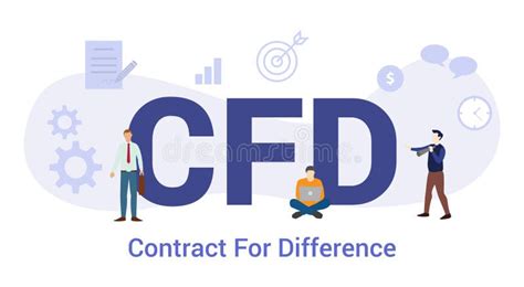 Cfd Contract For Difference Concept With Big Word Or Text And Team People With Modern Flat Style